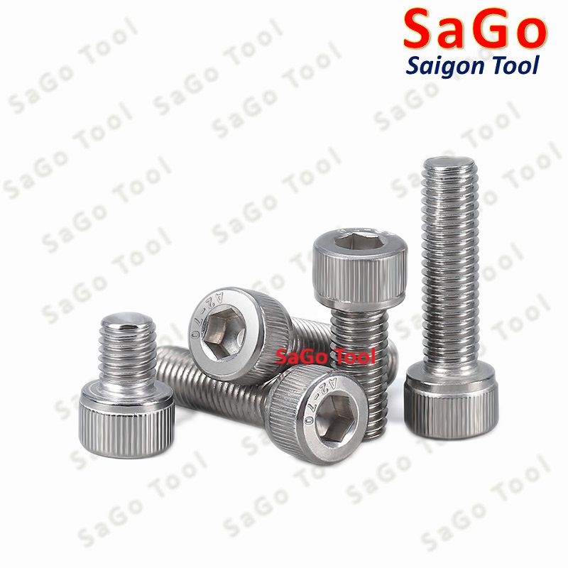 Bulong lục giác đầu trụ Inox 304 M3 M4 M5 M6 M8 M10, Ốc lục giác inox 304